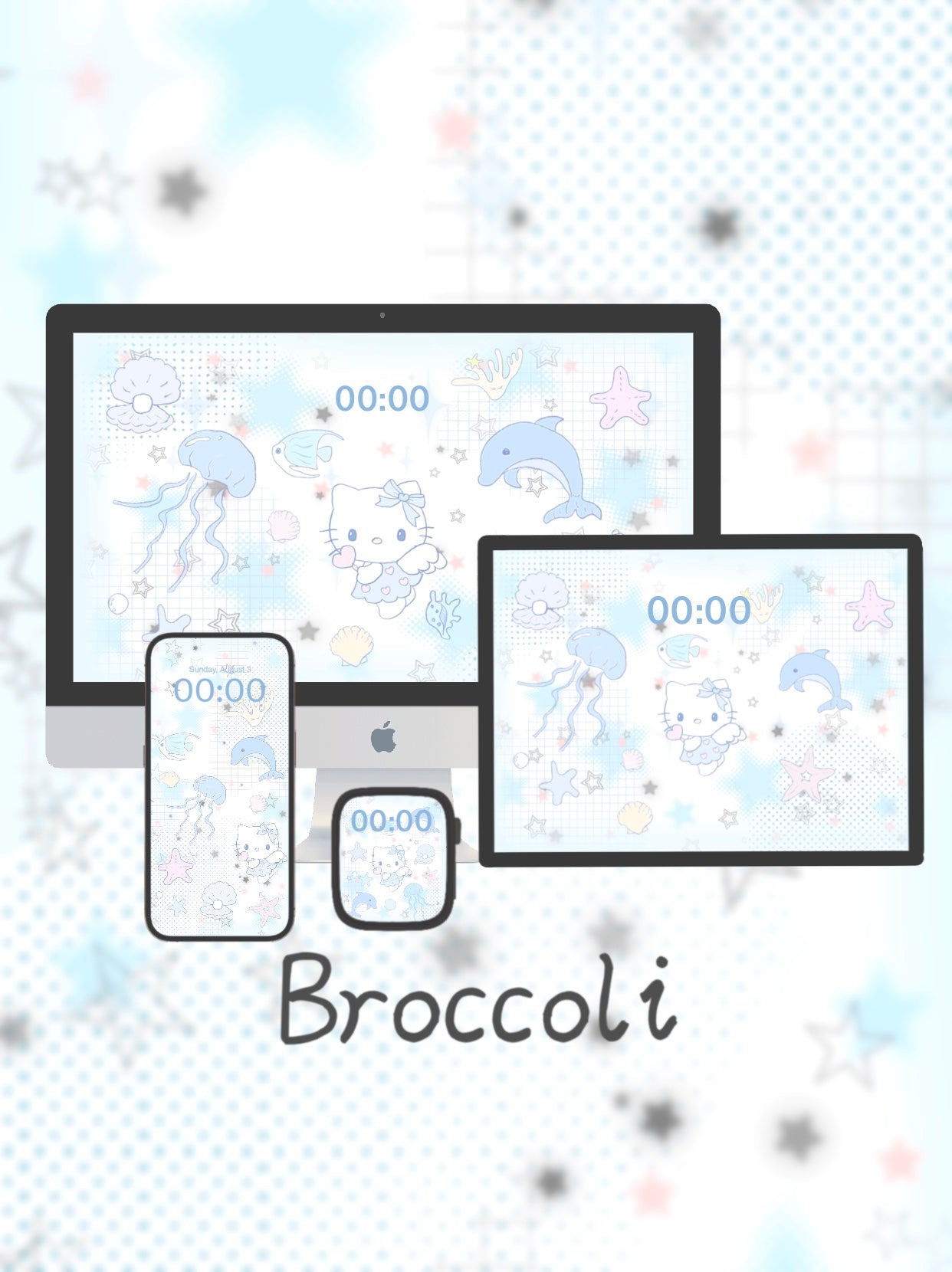 Marine life 🌊kitty Phone / ipad / pc /iwatch wallpaper（75) – Broccoli